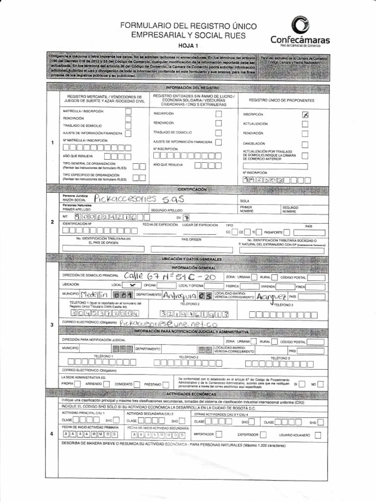 Deligenciamiento Del Formulario RUES - Anexo No. 4 | PDF | Economias ...