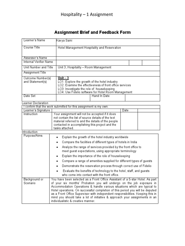 Hotel Management Hospitality and Reservation | PDF