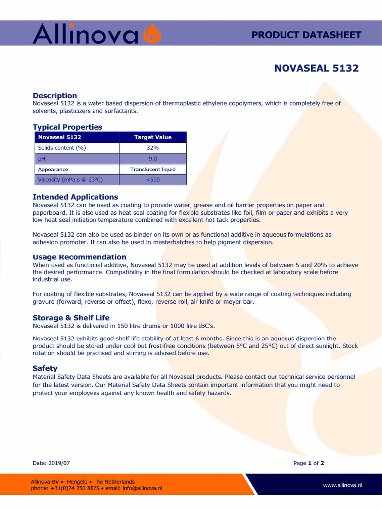 TDS Novaseal 5132 | Download Free PDF | Patent Infringement | Chemical ...