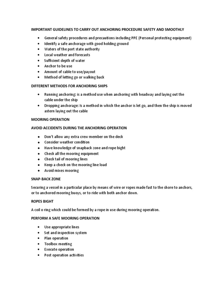 Important Guidelines To Carry Out Anchoring Procedure Safety and ...