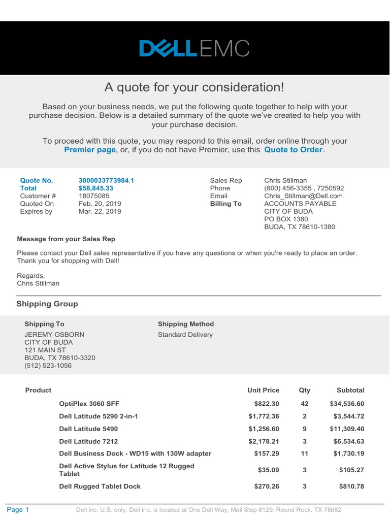 Dell Quote | PDF | Dell | Intel
