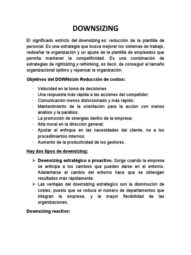 DOWNSIZING | PDF | Business | Planificación
