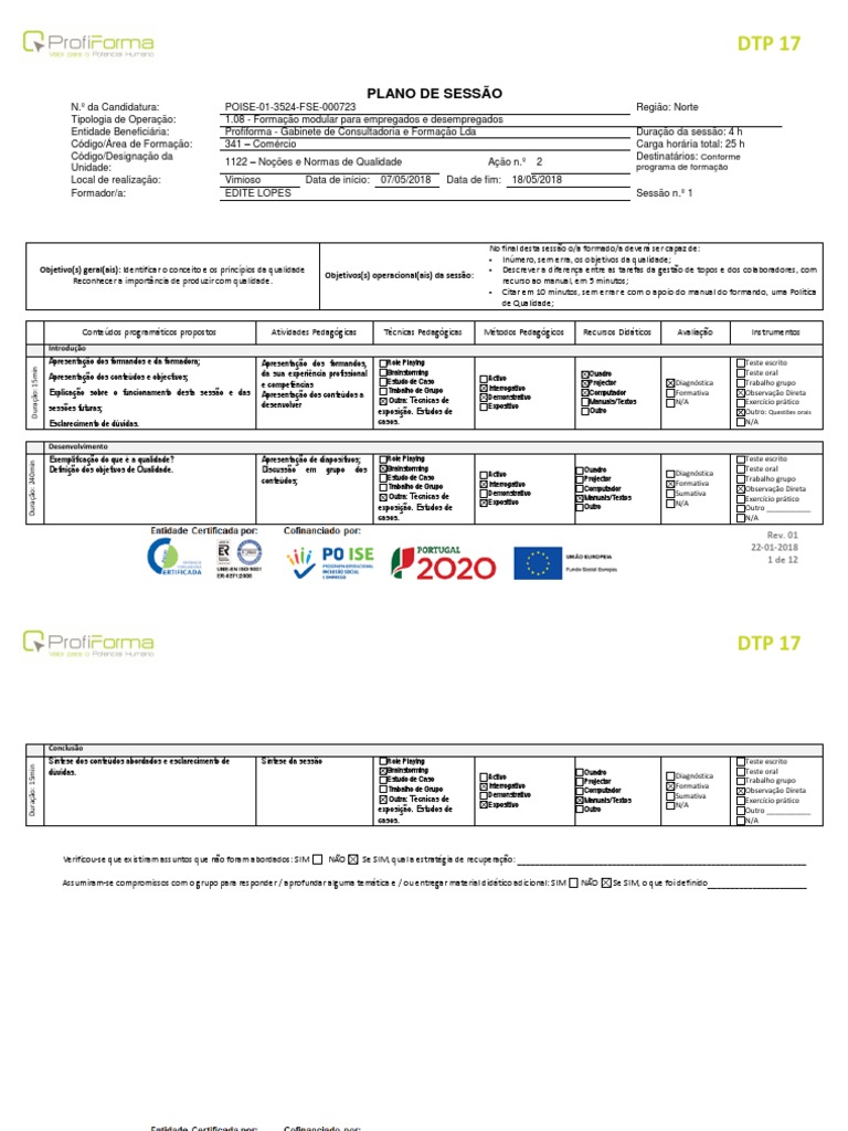 DTP - 17 - Plano de Sessão - UFCD 1122 | PDF | Debate