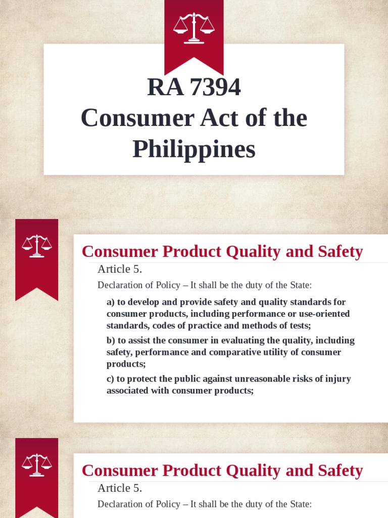 RA 7394 Consumer Act of The Philippines | Download Free PDF | Safety ...