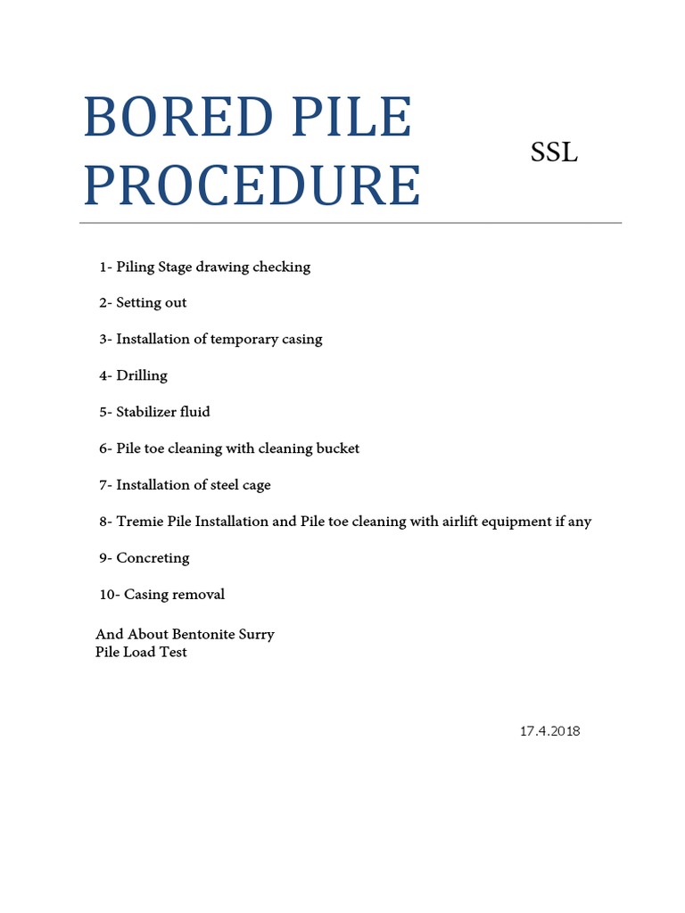 Bored Pile (Notes) | PDF | Deep Foundation | Filtration