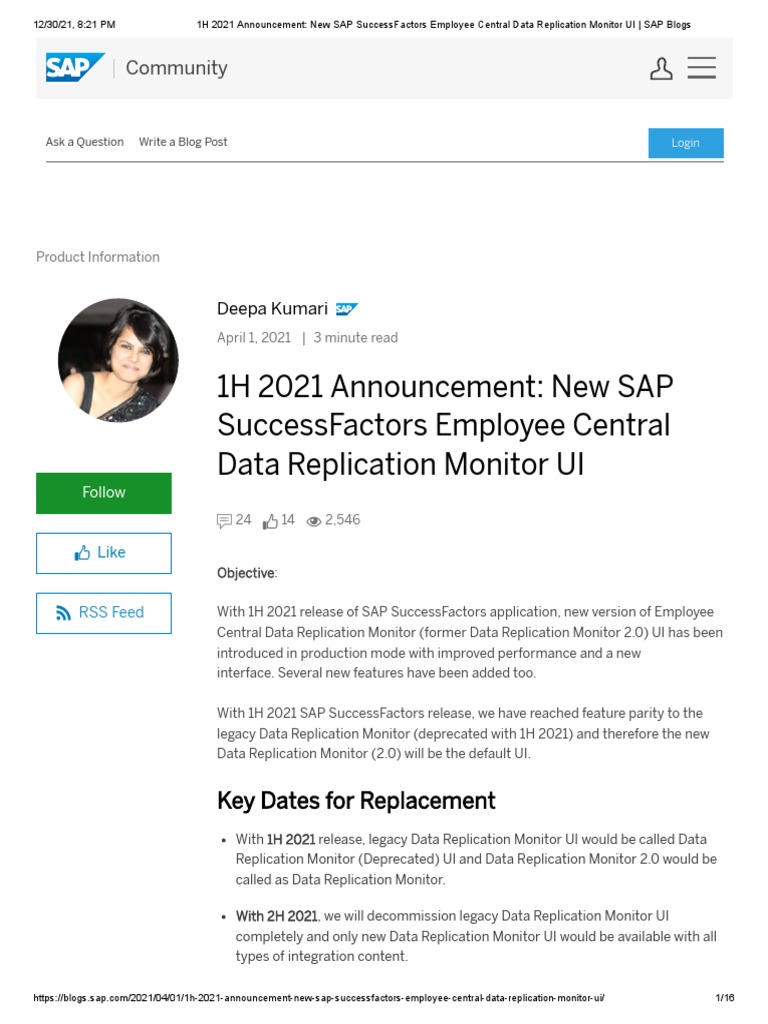 1H 2021 Announcement - New SAP SuccessFactors Employee Central Data ...