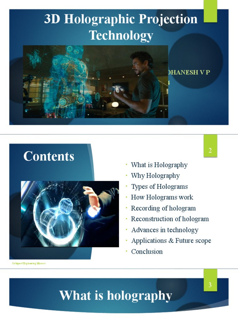 3D Holographic Projection Technology: Dhanesh V P BCA 34 | PDF ...
