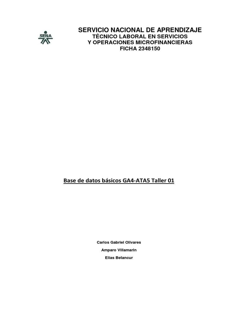 Ata 05 Base de Datos | PDF | Bases de datos | Procesamiento de datos