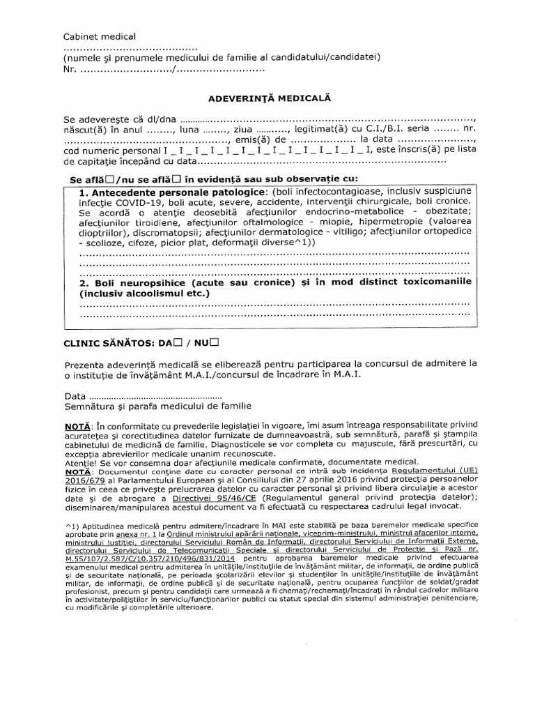5 Model Adeverinta Medicala | PDF
