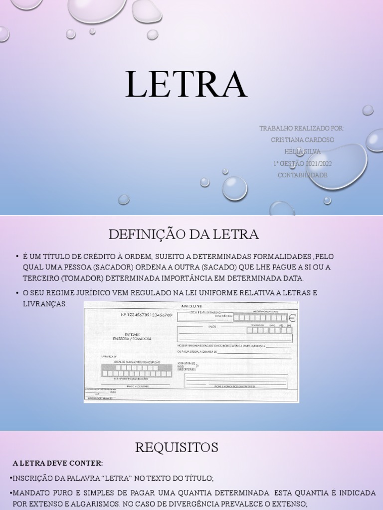 LETRA (Contabilidade) | PDF | Crédito | Finanças e Administração de capital