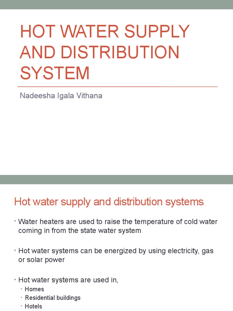 Hot Water Supply and Distribution System | PDF | Water Heating | Boiler