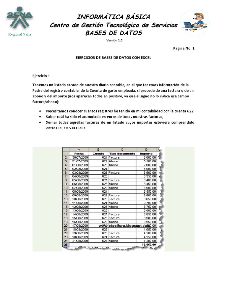 Ejercicios de Bases de Datos Con Excel | PDF | Contabilidad | Business