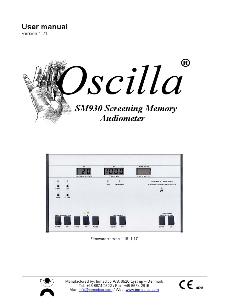 Oscilla SM930 Audiometer User Manual | PDF | Printer (Computing ...