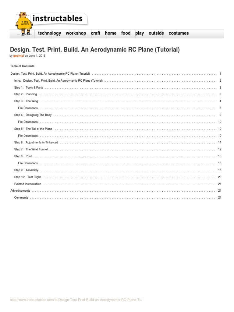 Design Test Print Build An Aerodynamic RC Plane Tu | PDF | Drag ...
