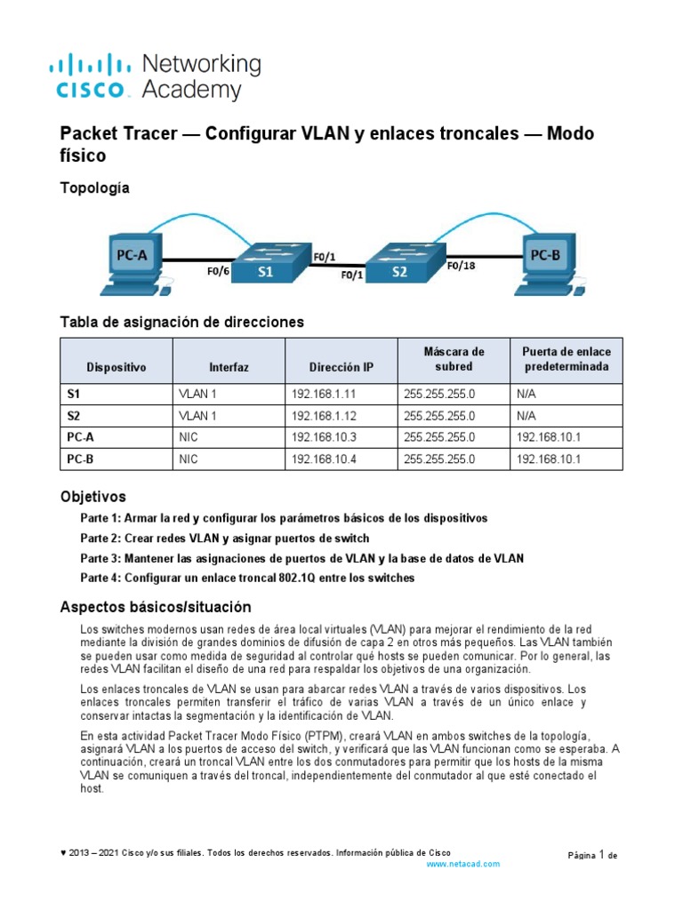 3 4 6 Packet Tracer Configure Vlans And Trunking Physical Mode Es
