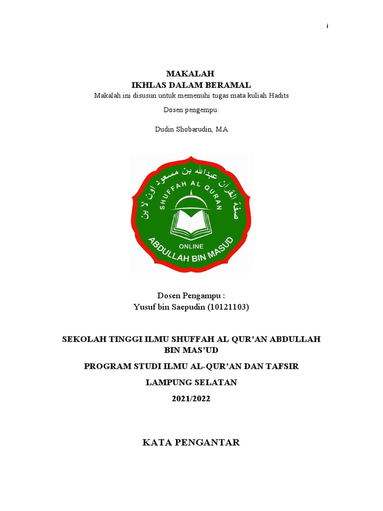 Mklah. Ihklas Beramal. | PDF