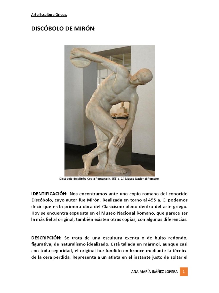 3 Discóbolo de Mirón | PDF | Escultura | Las artes