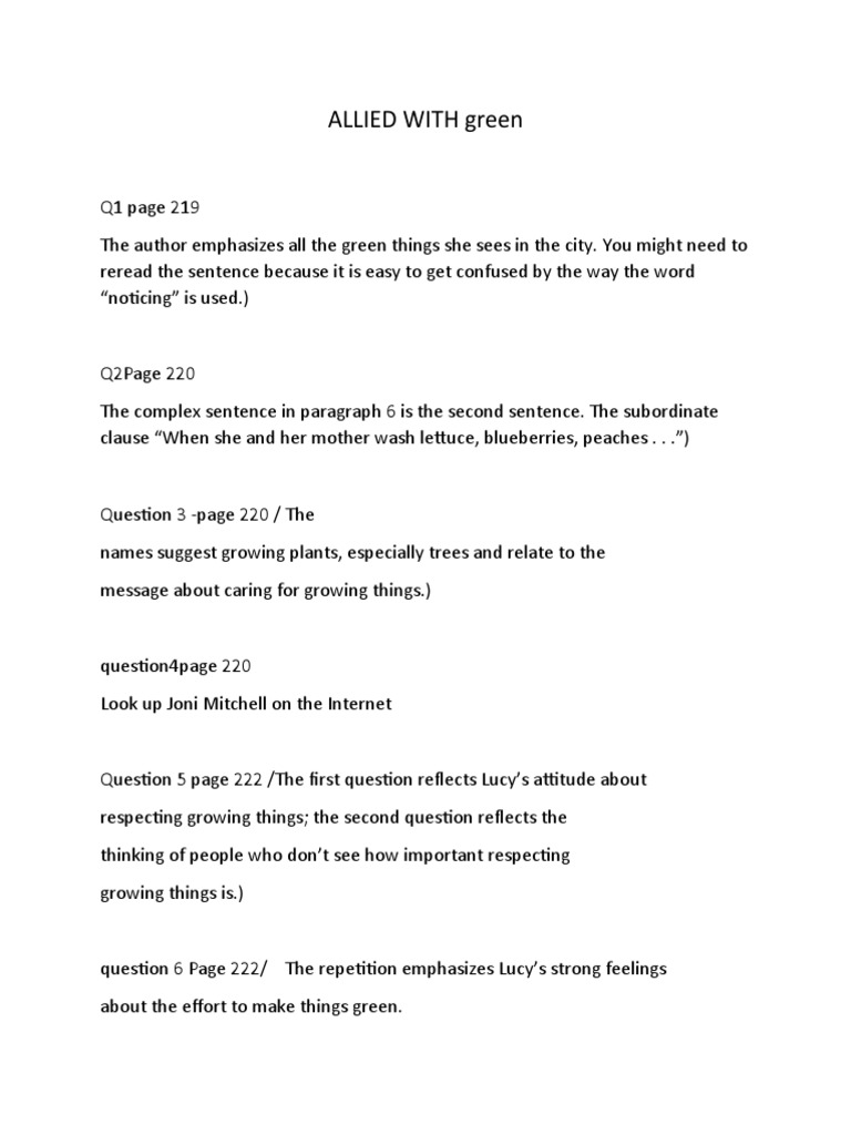 Answer Key Allied With Green 2 | PDF