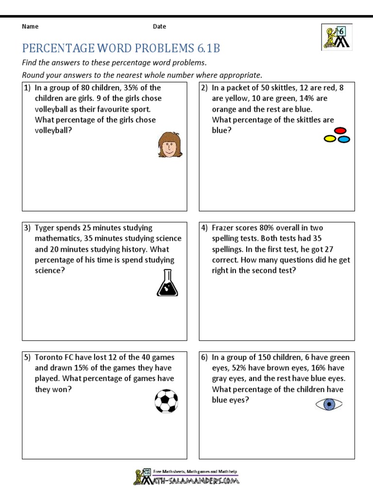 6th Grade Percentage Word Problems | PDF | Teaching Methods & Materials
