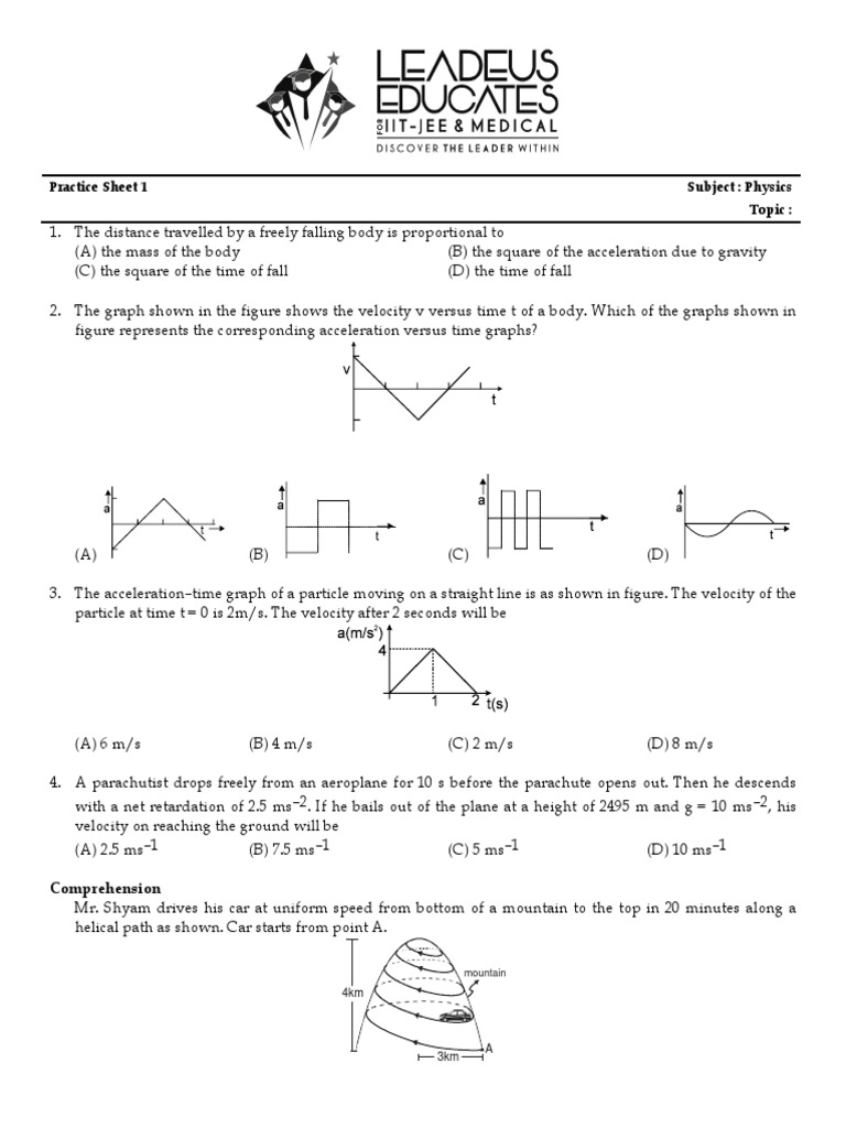 Daily Practice Sheet 1-15 | PDF | Acceleration | Velocity