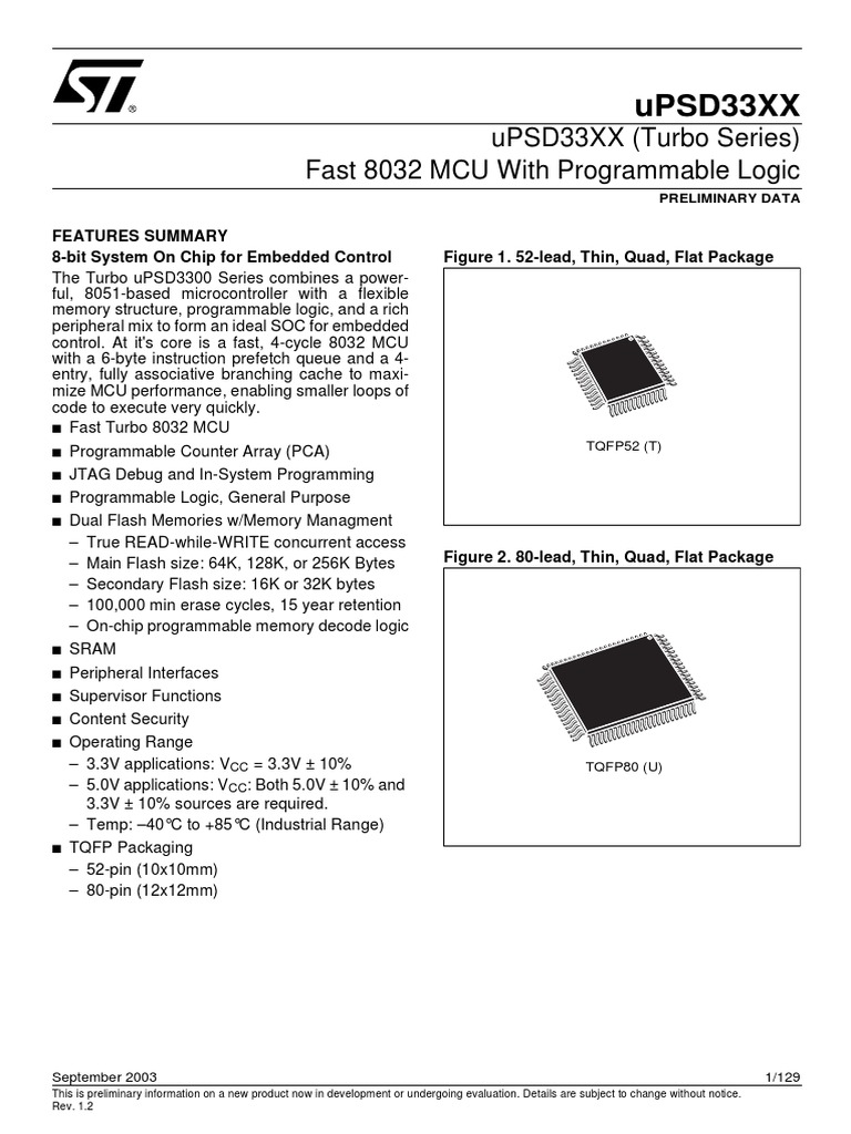 uPSD33XX: uPSD33XX (Turbo Series) Fast 8032 MCU With Programmable Logic ...