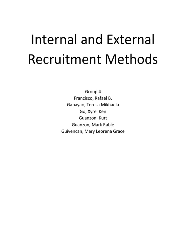 Internal and External Recruitment Methods | PDF