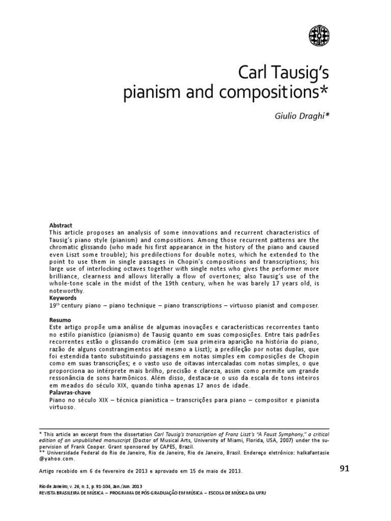 Carl Tausig's Pianism and Compositions | PDF | Instrumentos musicais ...