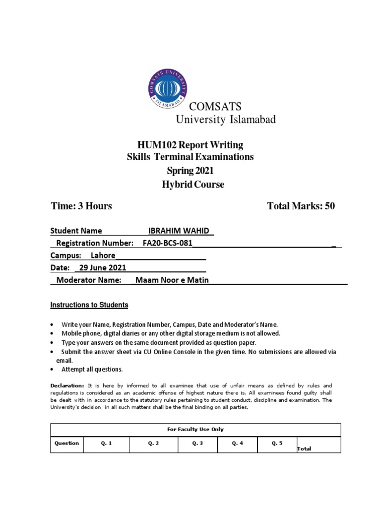 FA20-bcs-081 RWS Terminal Exam | PDF | Career & Growth