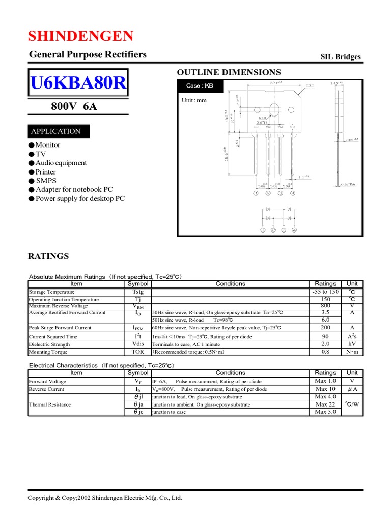 Datasheet Rectificador | PDF | Diode | Rectifier