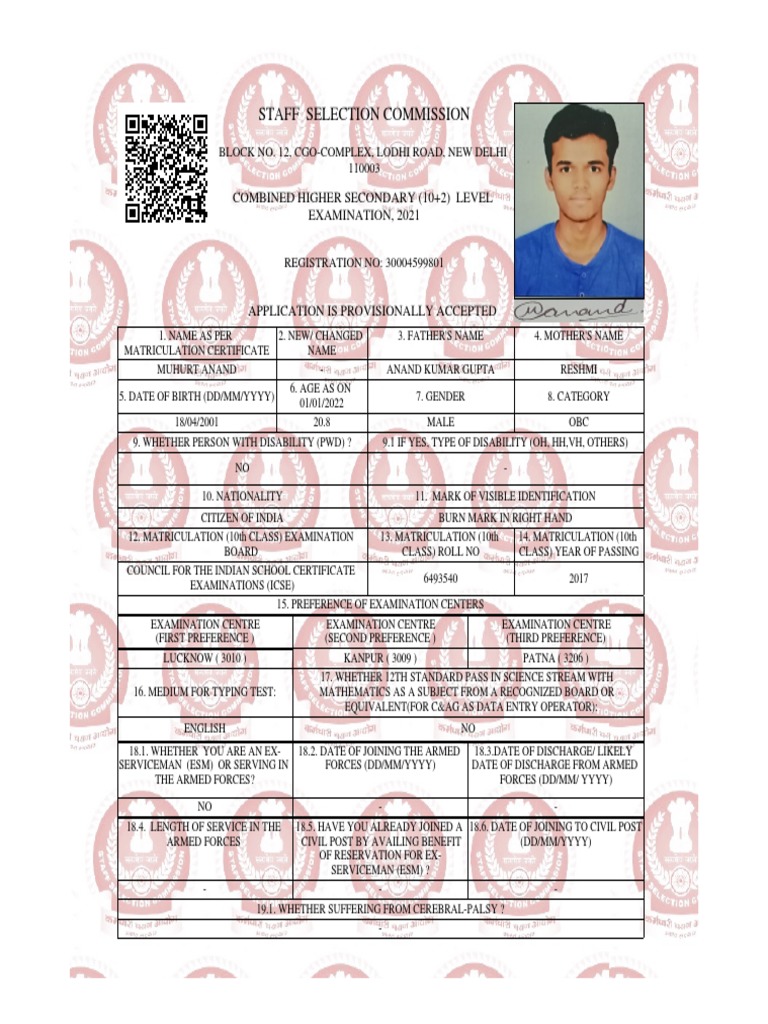 Staff Selection Commission: Combined Higher Secondary (10+2) Level ...