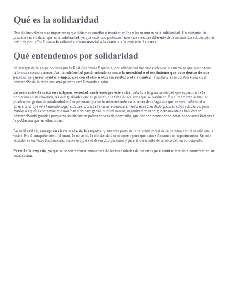 Qué Es La Solidaridad | PDF