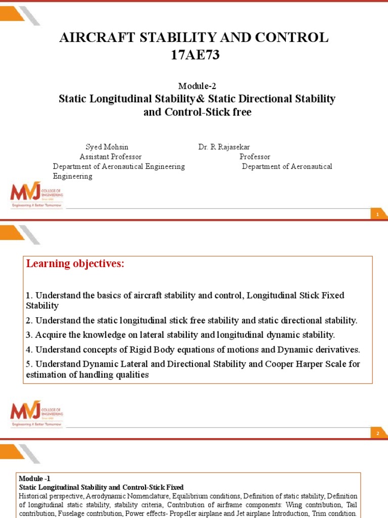 Aircraft Stability and Control 17AE73 | Download Free PDF | Flight ...