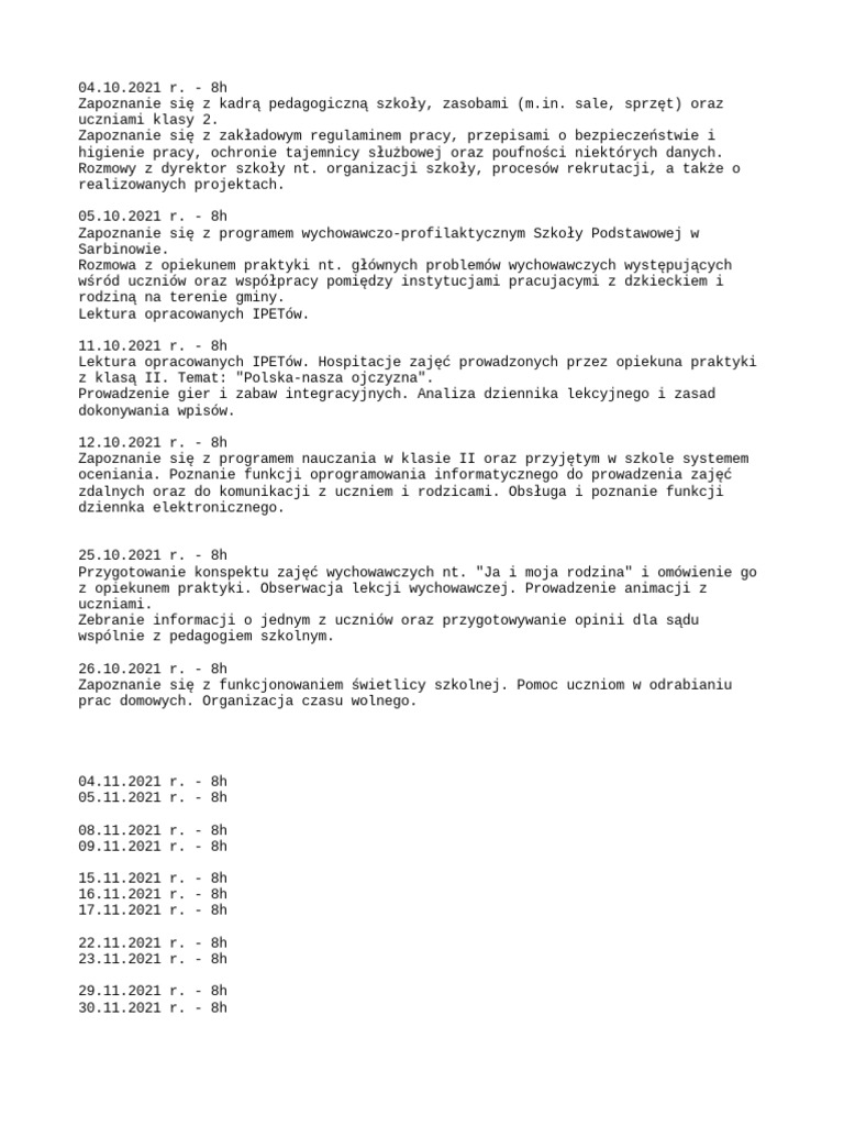 Dziennik Praktyk | PDF