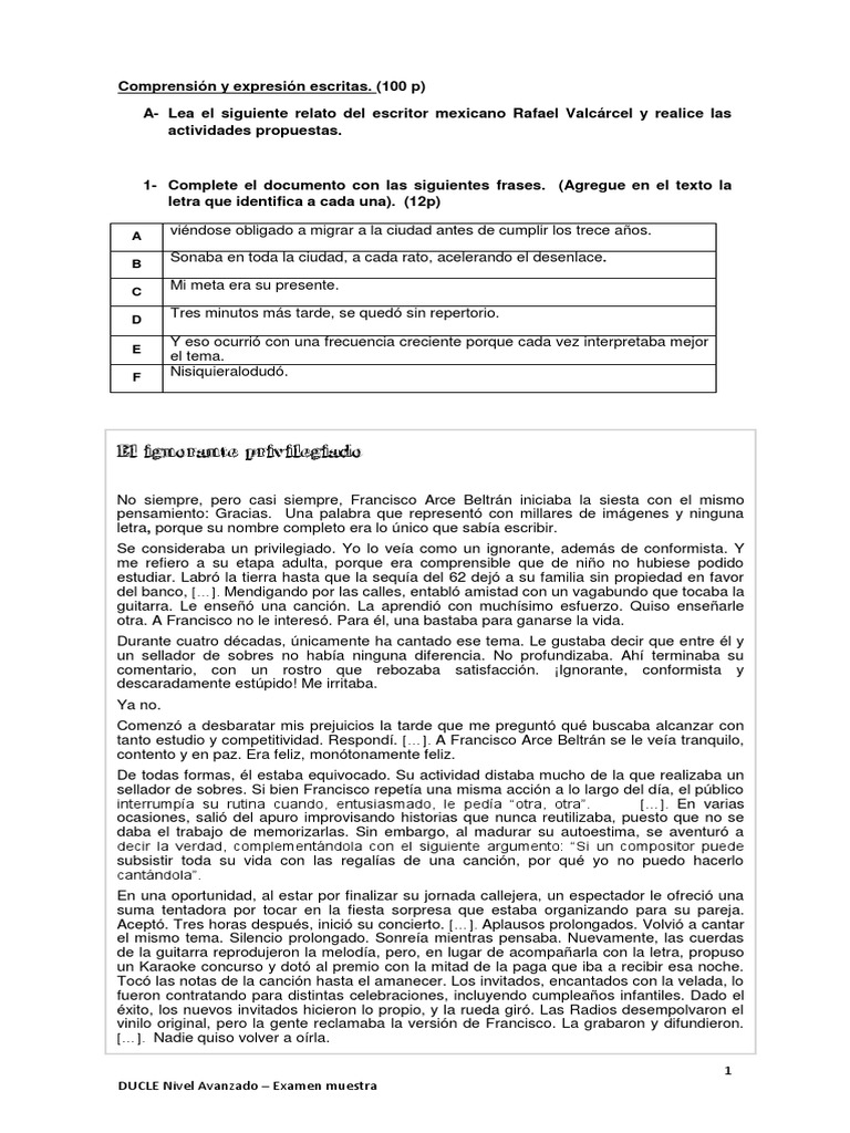 Avanzado Comprension y Produccion Escrita | PDF | Arte | Poesía