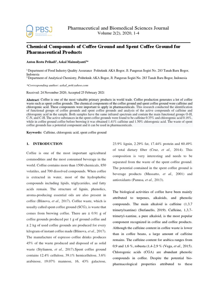 Chemical Compounds of Coffee Ground and Spent Coffee Ground For ...