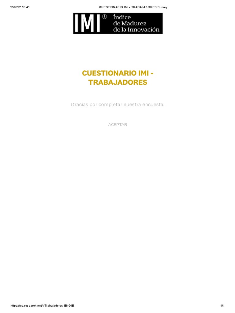 CUESTIONARIO IMI - TRABAJADORES Survey 06 | PDF