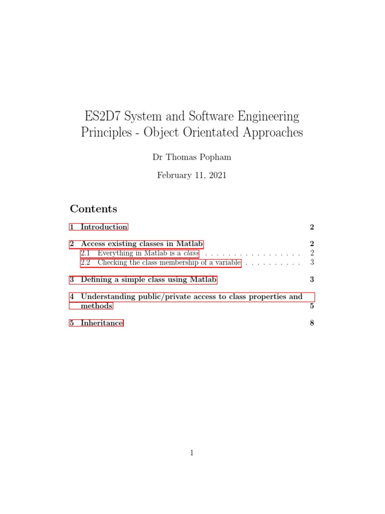 Matlab Object-Oriented Programming Guide | PDF | Class (Computer ...