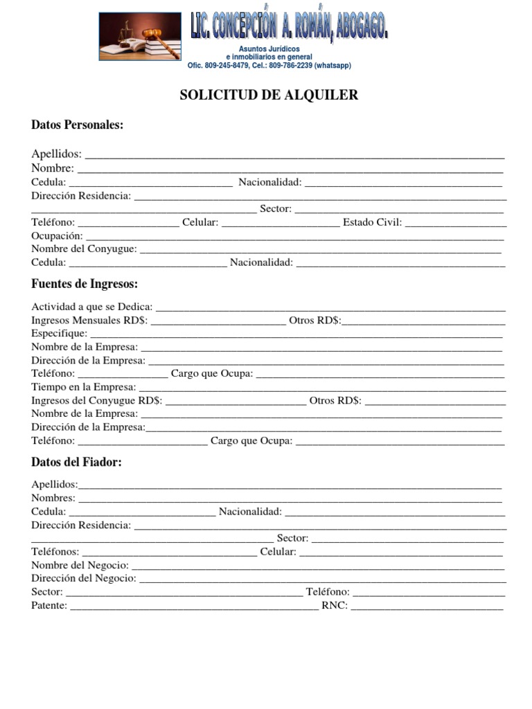Solicitud de Alquiler ROMAN | PDF | Bancos | Economias