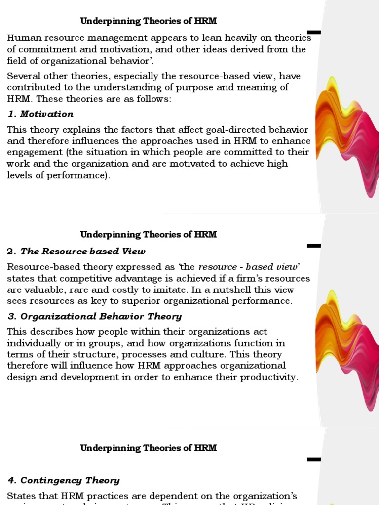 Underpinning Theories and Models of HRM | PDF | Human Resource ...