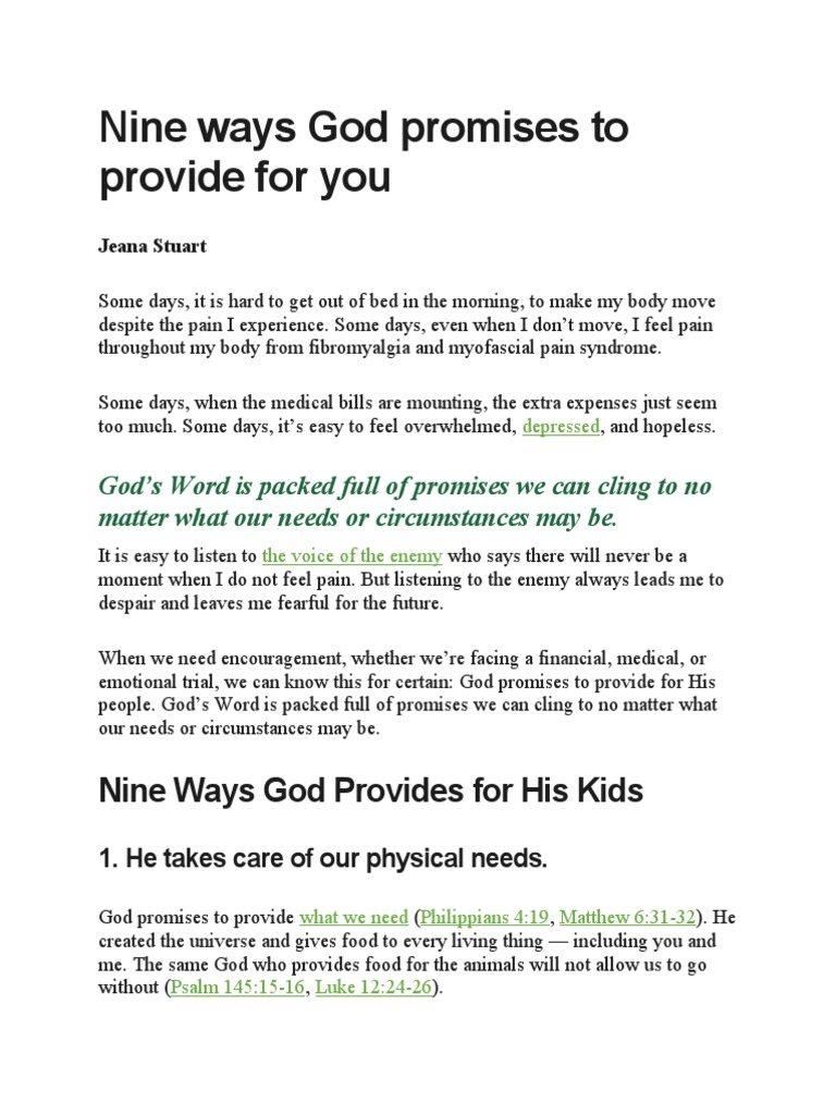 God's Promises for Your Needs | PDF | Satan | Jesus