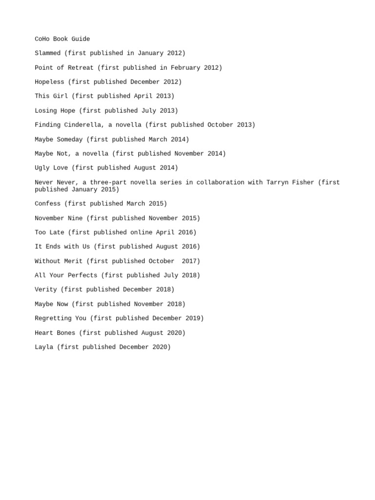 CoHo Books List | PDF