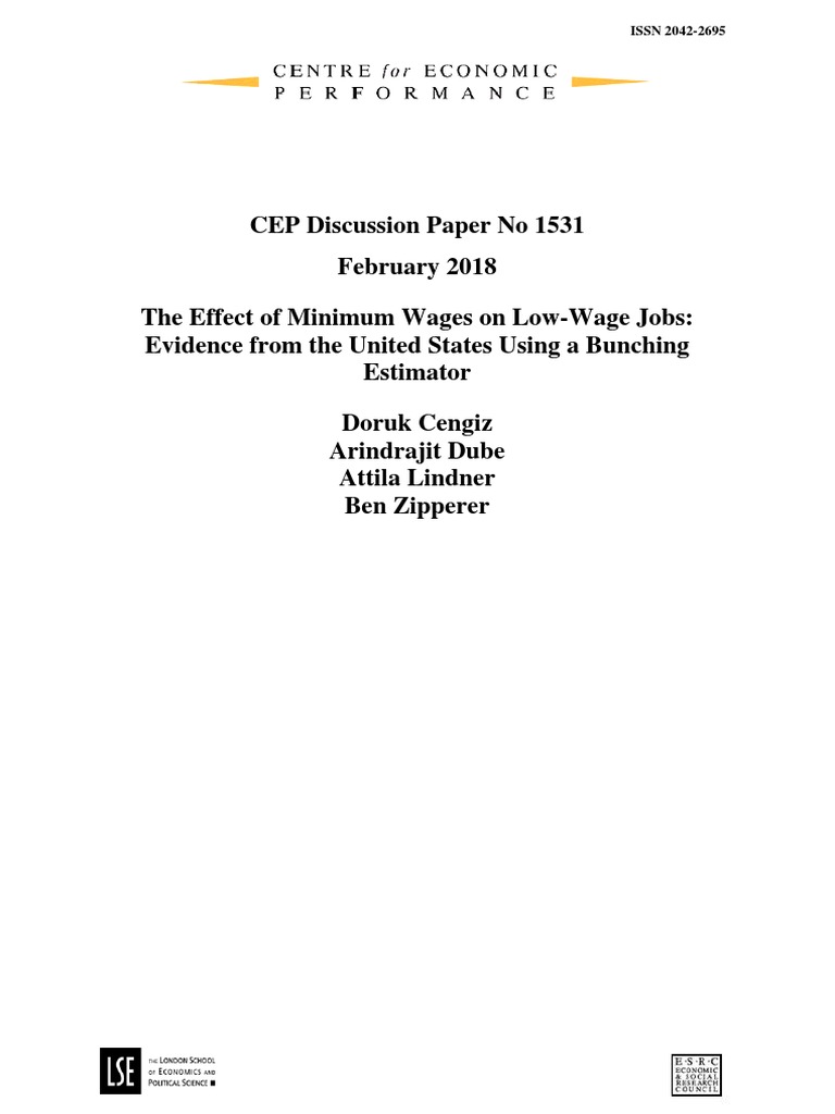 The Effect of Minimum Wages On Low-Wage Jobs | PDF | Minimum Wage ...