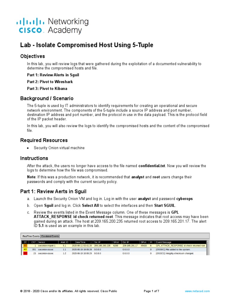27.2.14 Lab - Isolate Compromised Host Using 5-Tuple | PDF | File Transfer Protocol | Internet ...