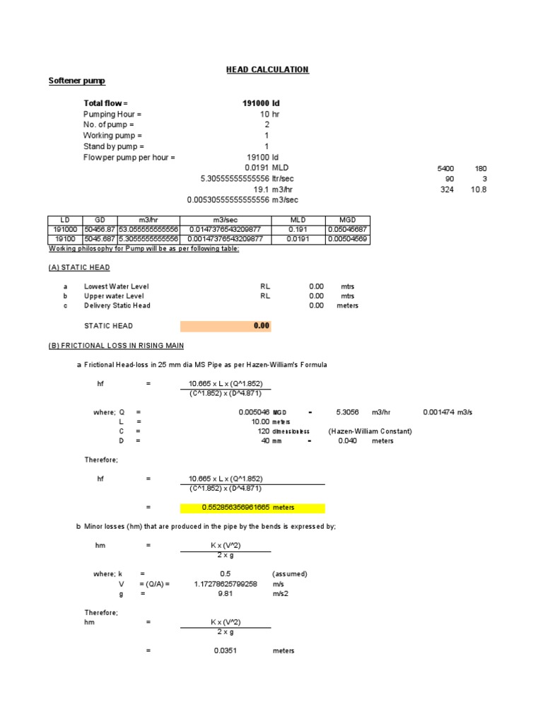 01 - Head Loss Calculation - 01 | PDF | Pump | Chemical Engineering