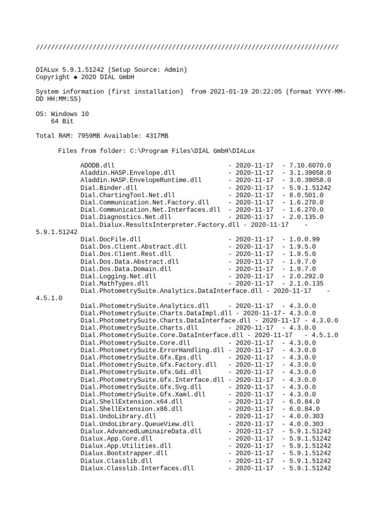 DIALux Setup Information | PDF | Computer File | Information Age