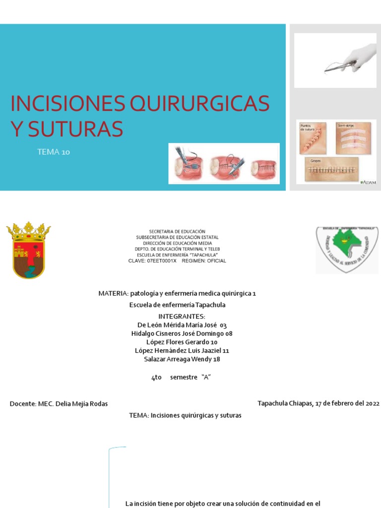 Incisiones Quirurgicas y Suturas | PDF | Cirugía | Piel