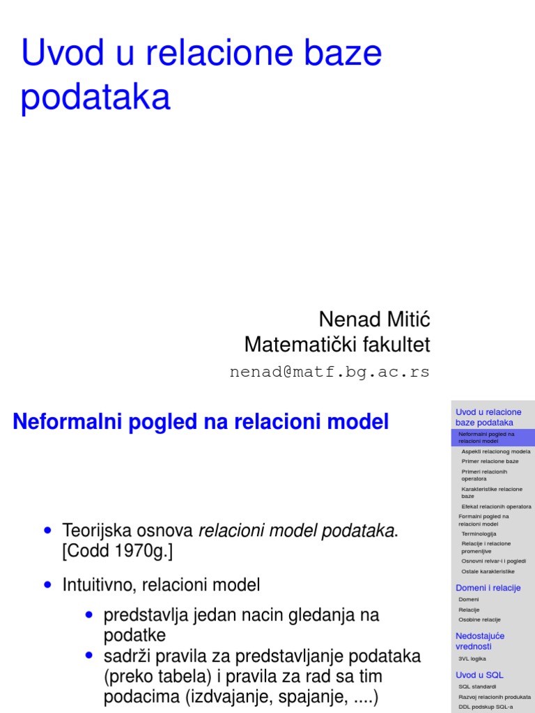 2.uvod U Relacione Baze | PDF