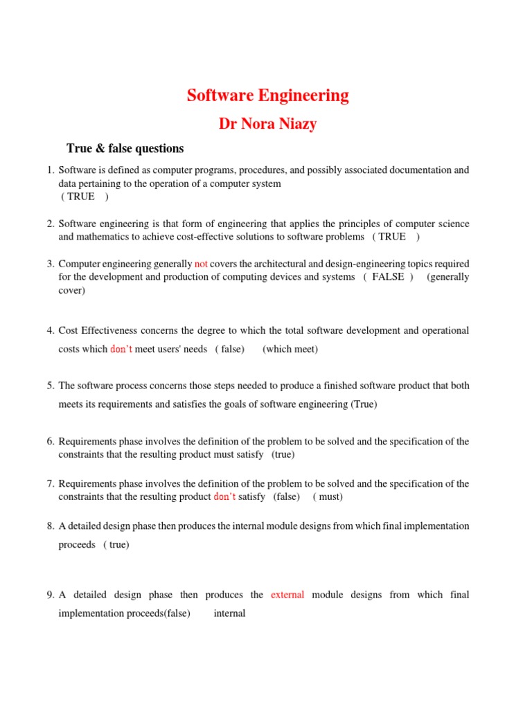 Final Revision Sheet SW | PDF | Software Testing | Specification ...