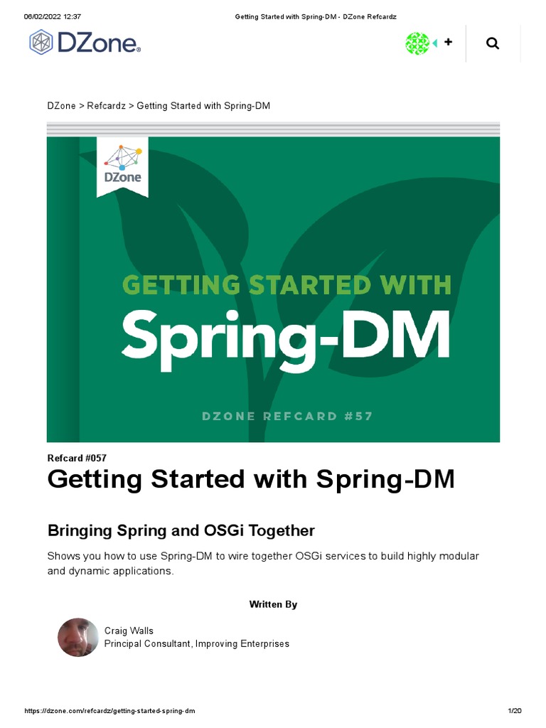 Getting Started With Spring-DM - DZone Refcardz | PDF | Computer File | Class (Computer Programming)