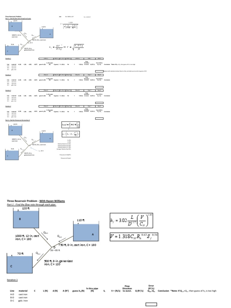 Three Reservoir Example Problem - Student Start-1 | PDF | Building ...